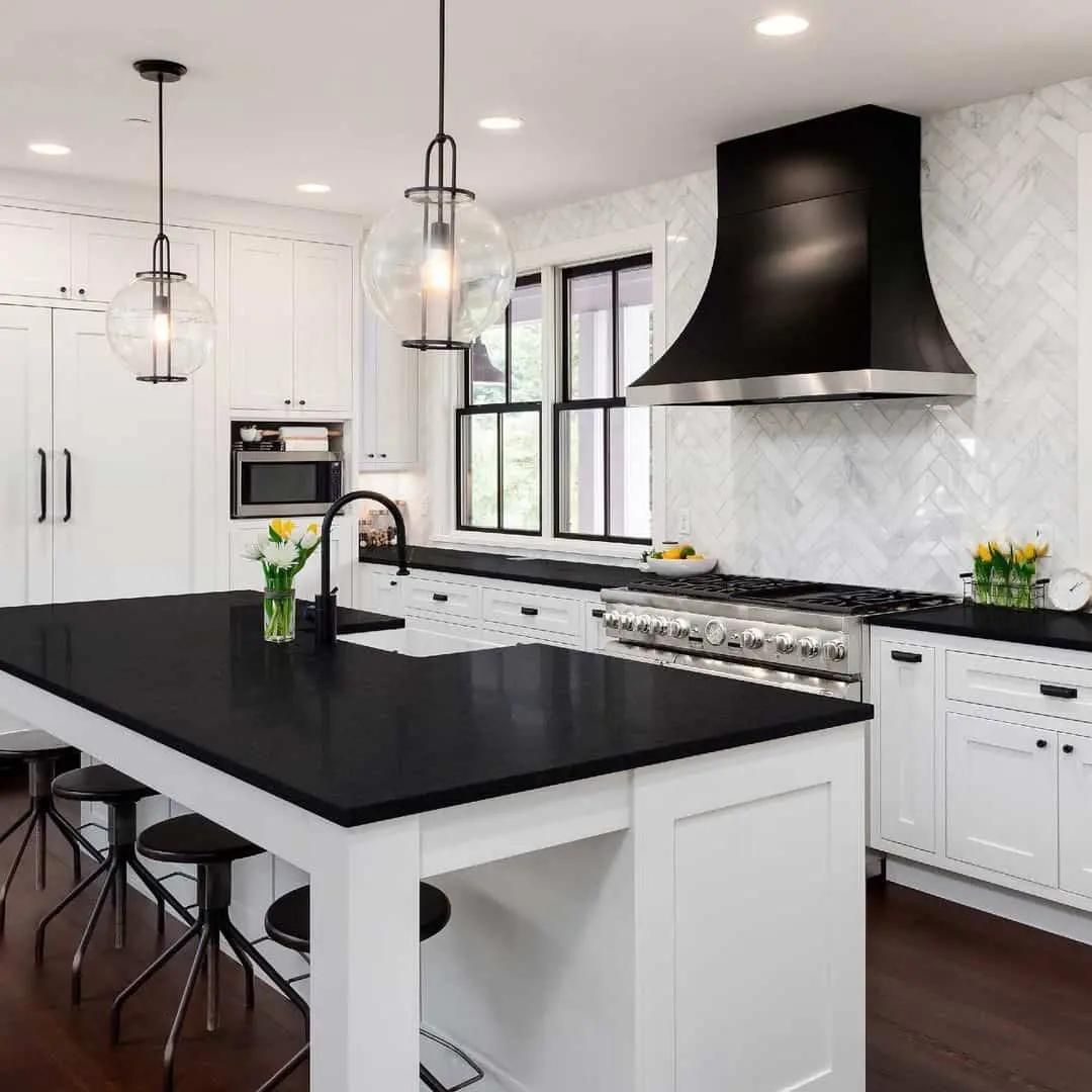 White Kitchen Cabinets With Black Countertops: How To Style ...